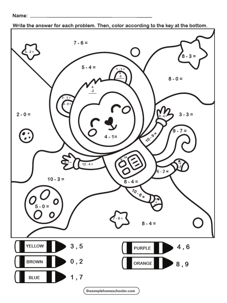 Color-Coded Math Problems for Kids | PDF | Color | Yellow