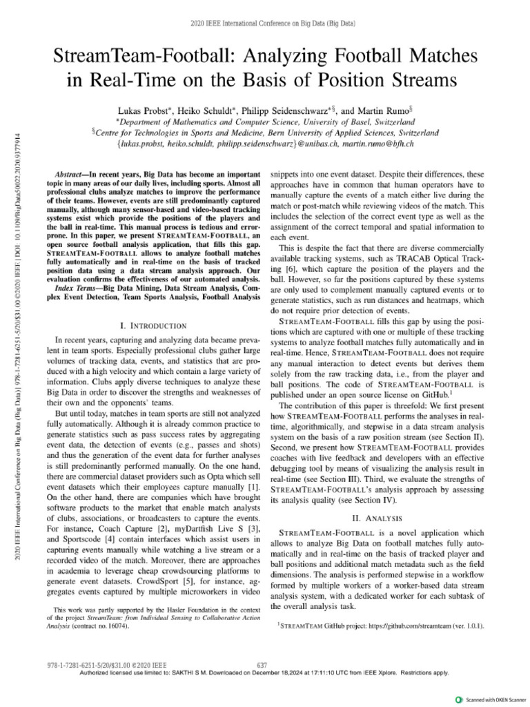 StreamTeam-Football Analyzing Football Matches in Real-Time On The ...