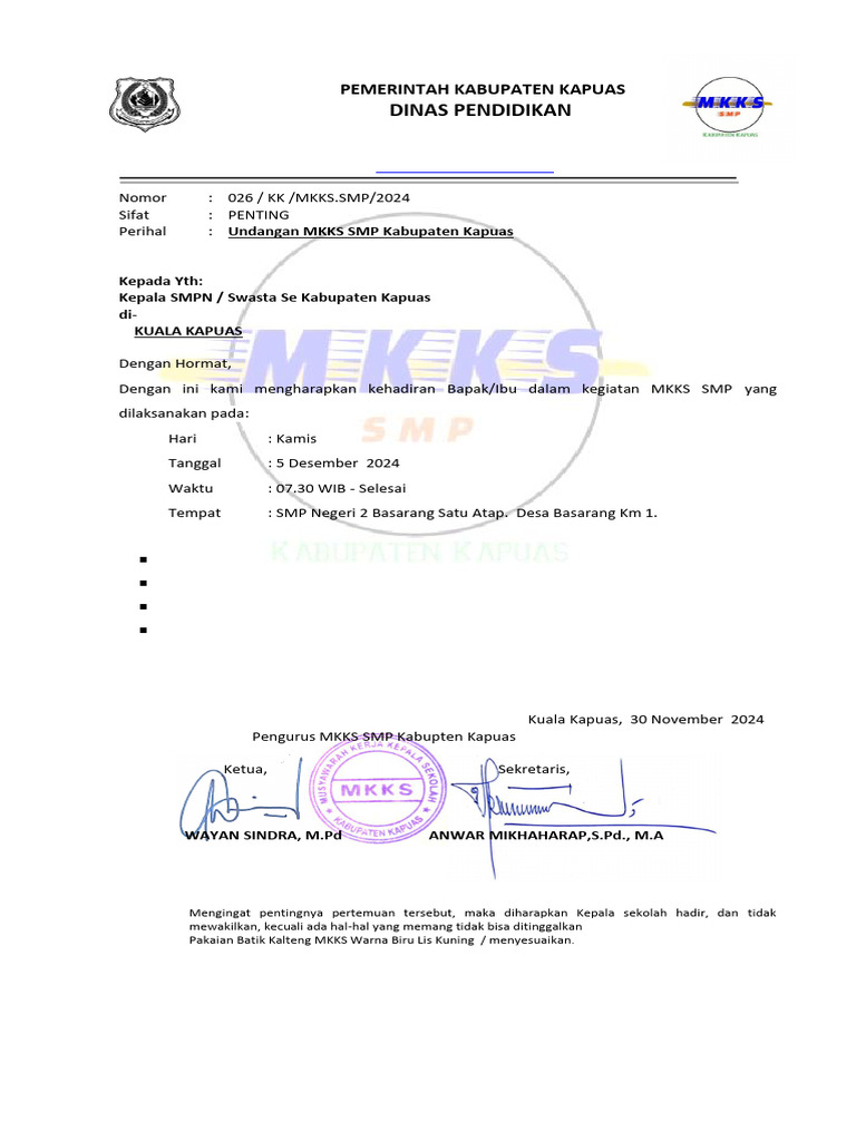 Undngan Mkks Desember 2024 | PDF