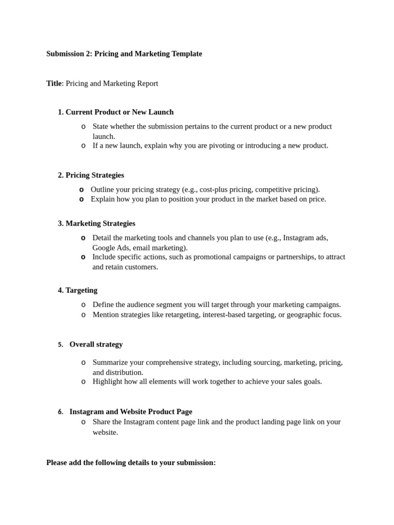 Pricing & Marketing Strategy Plan | PDF