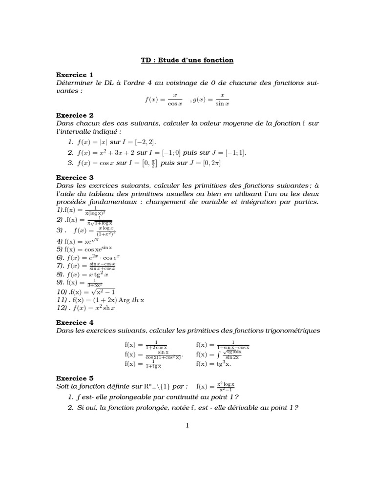 Étude de fonctions et intégrales avancées | PDF | Pi | Limite ...