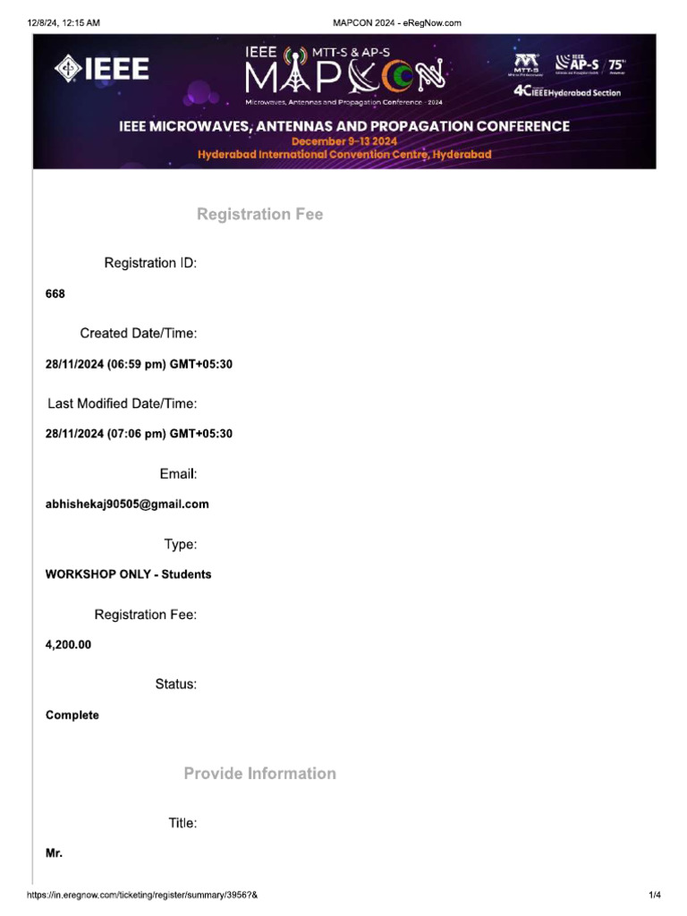 Mapcon Registration | PDF