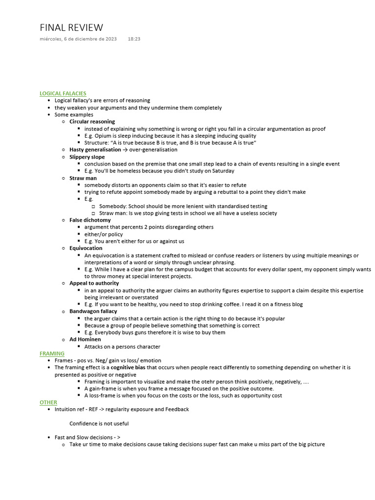 FINAL REVIEW-unplugged III | PDF | Indemnity | Fallacy