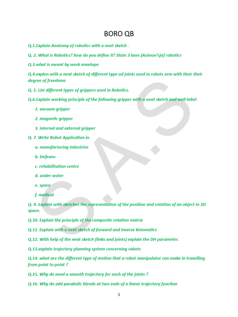 BORO QB ans | PDF | Robotics | Kinematics