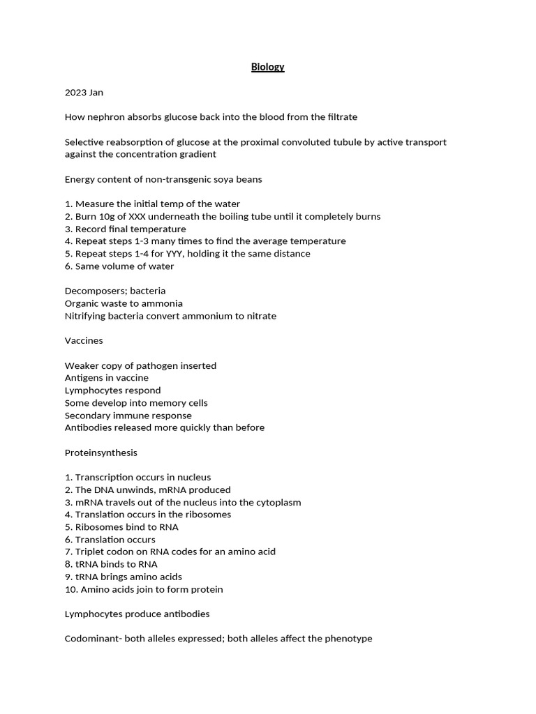 Bio questions | PDF | Translation (Biology) | Glucose