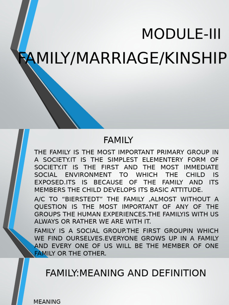 Module-III | PDF | Kinship | Marriage