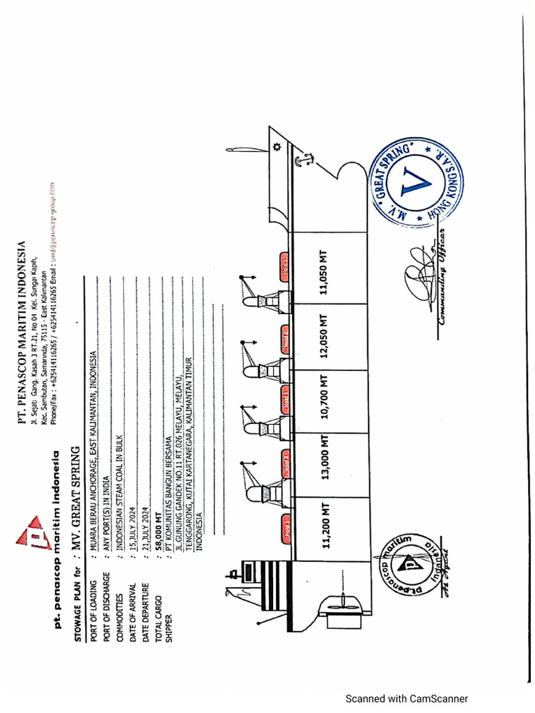 03-Stowage Plan MV GREAT SPRING - 4 | PDF