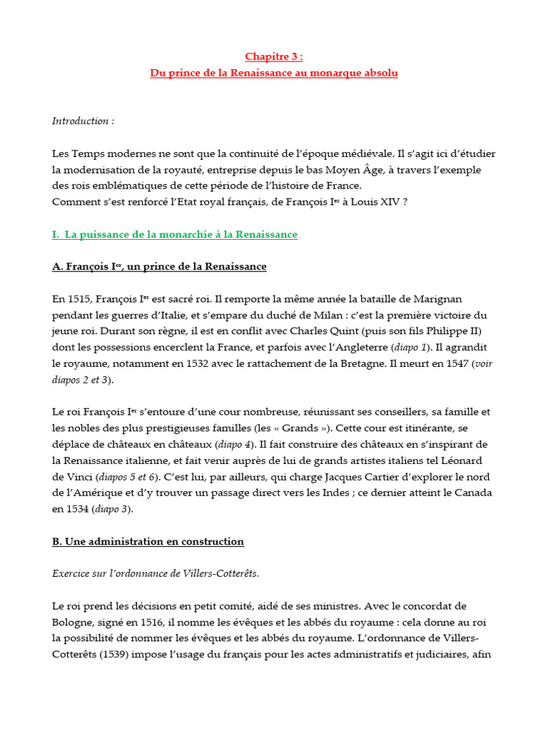 Évolution de la monarchie française (XVIe-XVIIe) | PDF | Royaume de ...