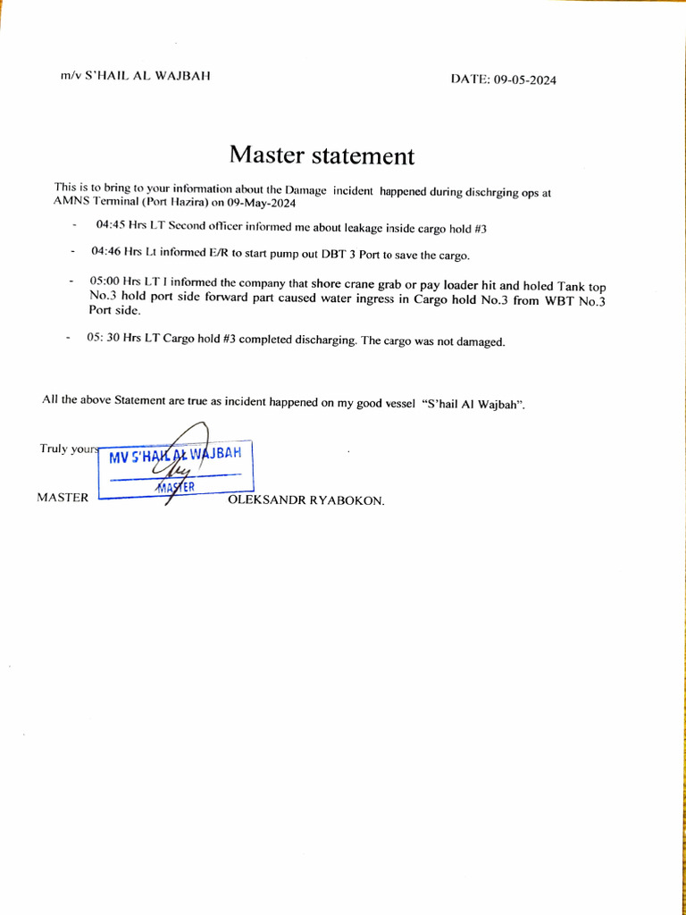 10 Master Statement of Incident | PDF