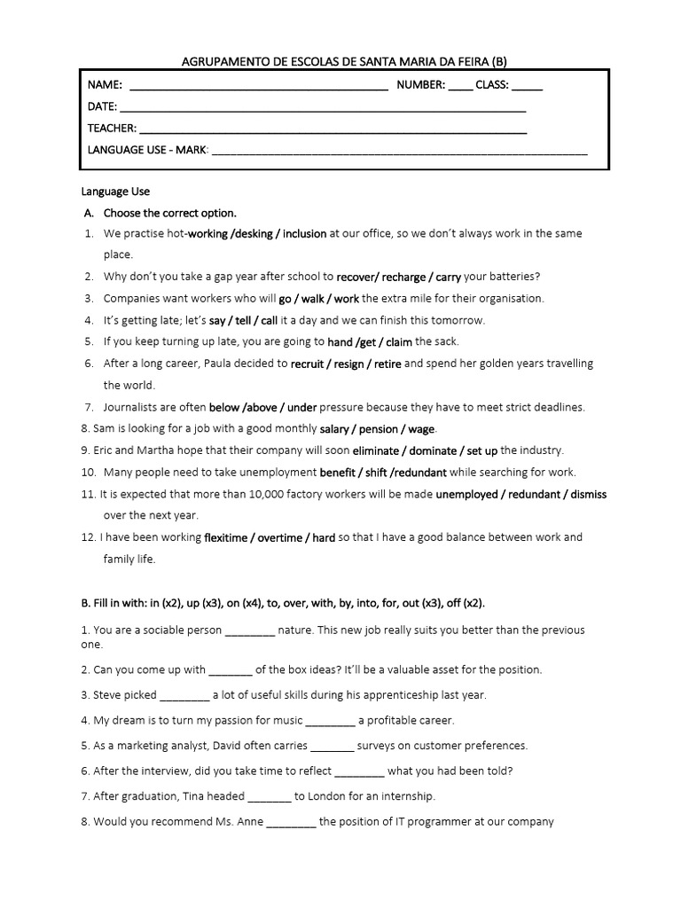 Module 1 _ 11 Language use + Writing B | PDF | Labor | Business