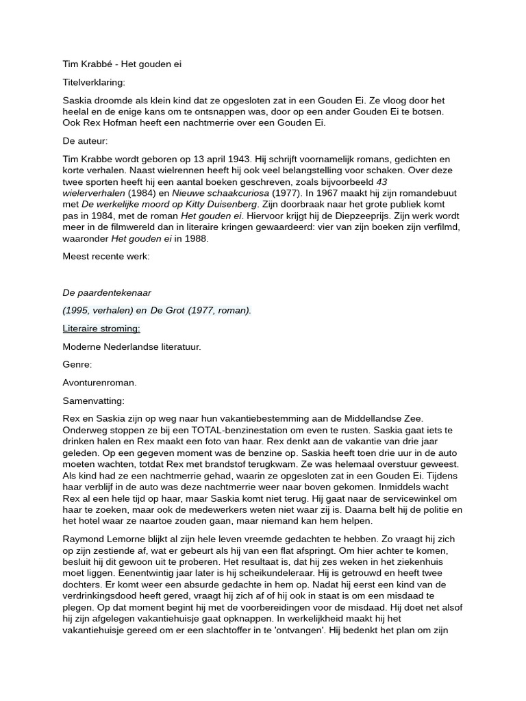 Het Gouden Ei Uittreksel | PDF