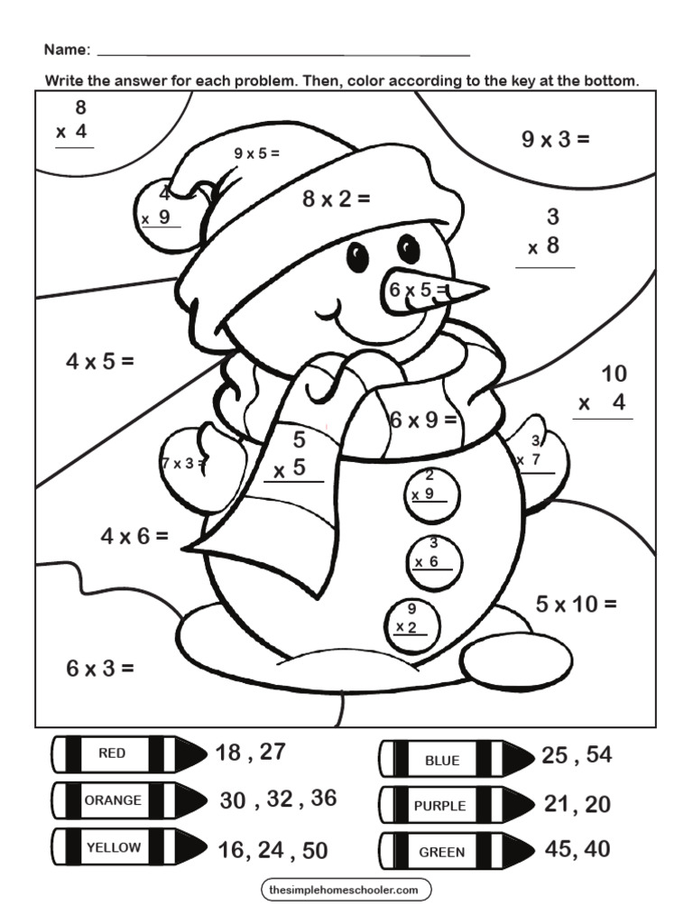 Color by Multiplication Worksheets | PDF | Color | Green