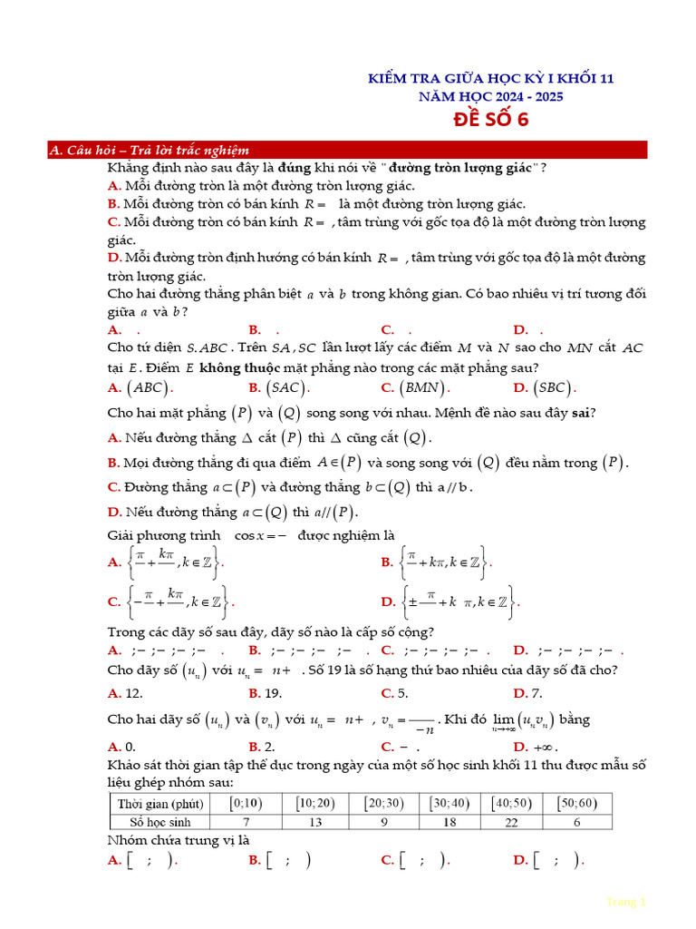 HS 11 CK1 ĐỀ 6 | PDF