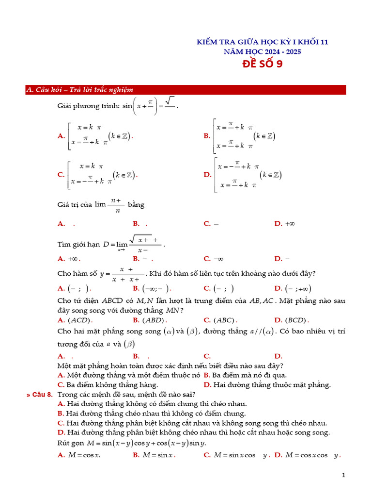 HS-11-CK1-ĐỀ-9 | PDF