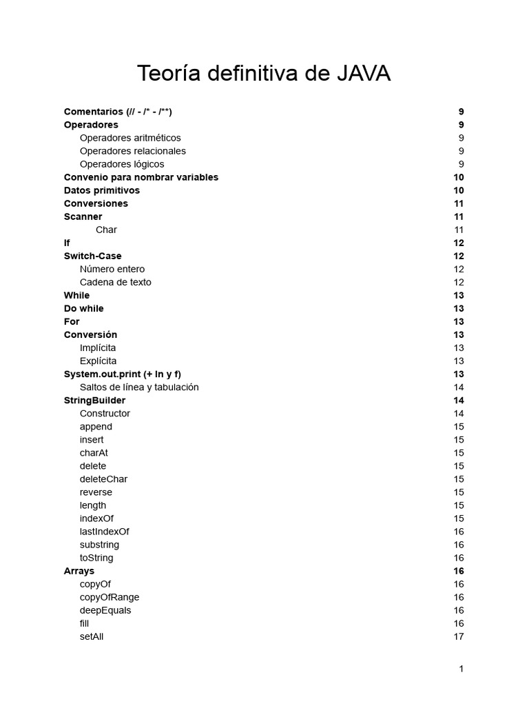 Teoría Definitiva de JAVA | PDF | Archivo de computadora | Cadena (informática)