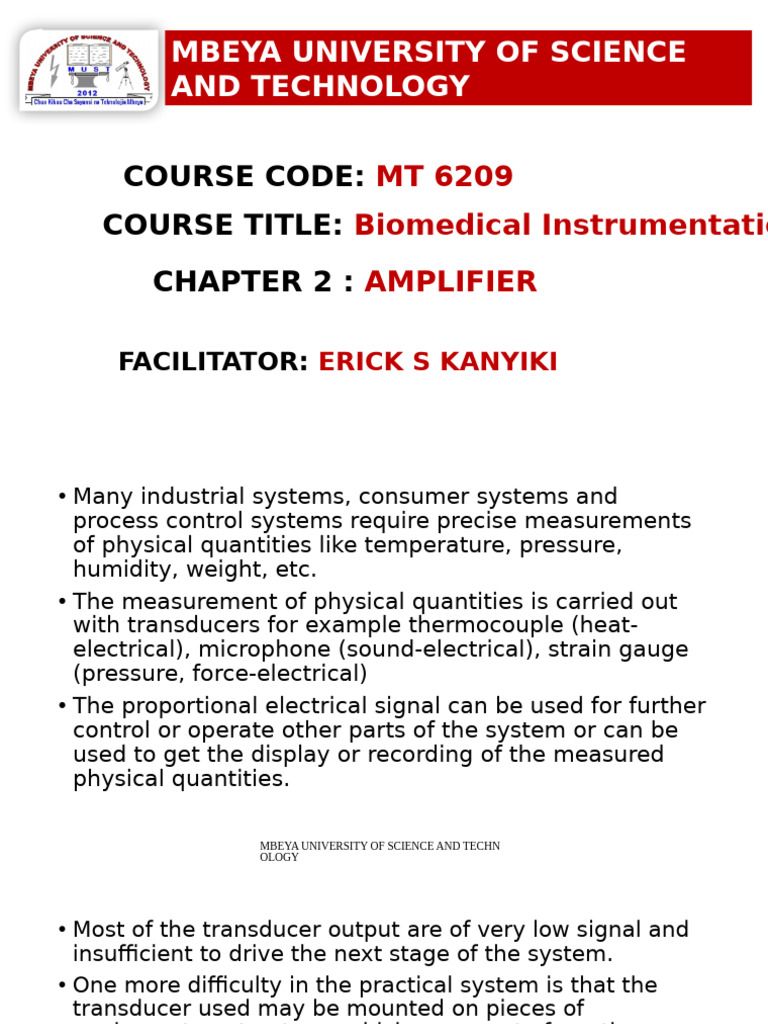 Biomedical Instrumentation PART B-CH2 | PDF | Operational Amplifier | Amplifier