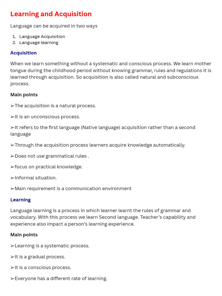 Learning and Acquisition - 20250104 - 191001 - 0000 | PDF | Language ...