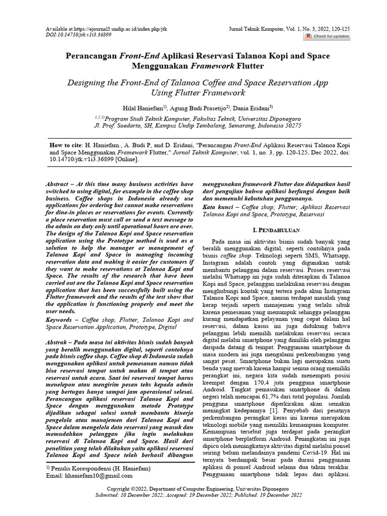 Perancangan Front-End Aplikasi Reservasi | PDF