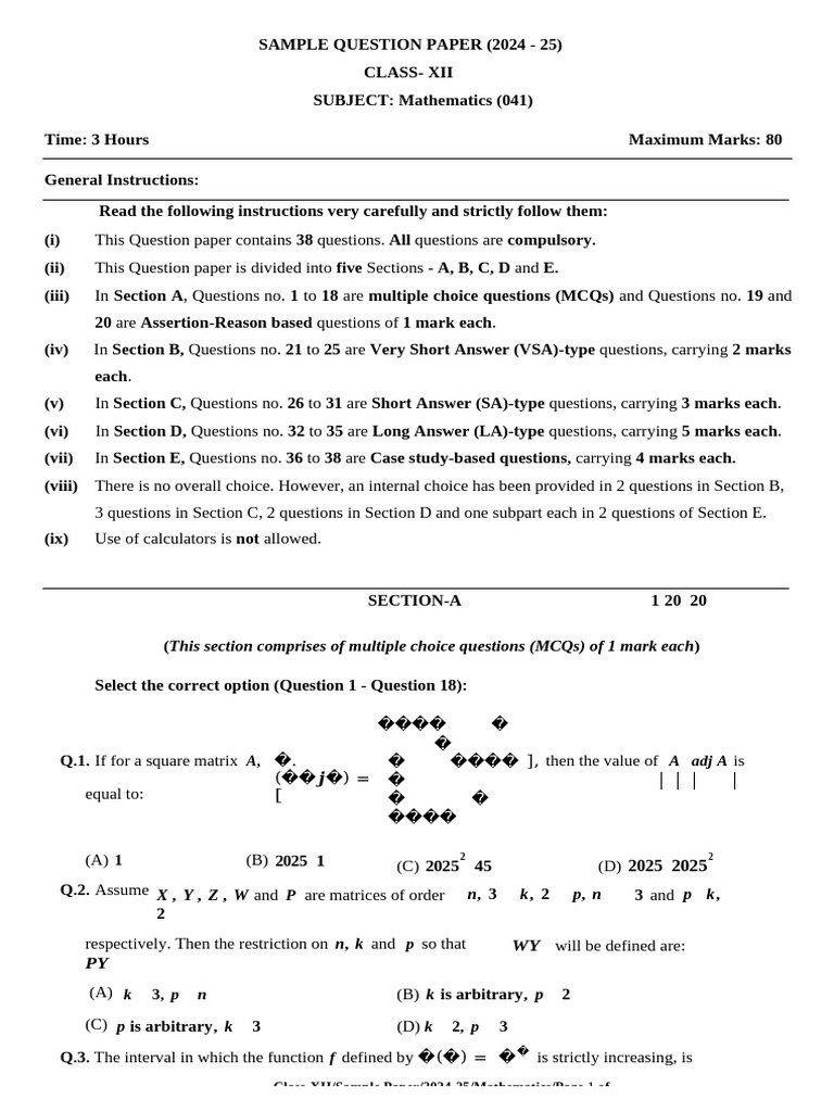 Maths-SQP | PDF | Function (Mathematics) | Linear Programming