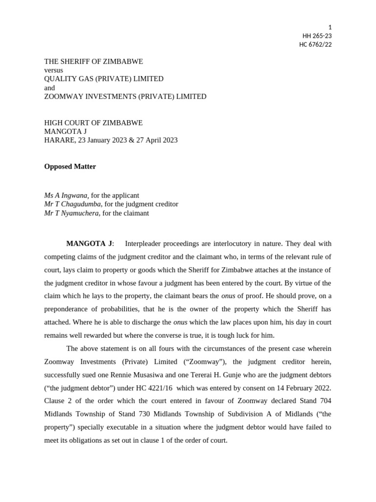 Interpleader Case: Sheriff vs. Quality Gas | PDF | Judgment (Law ...