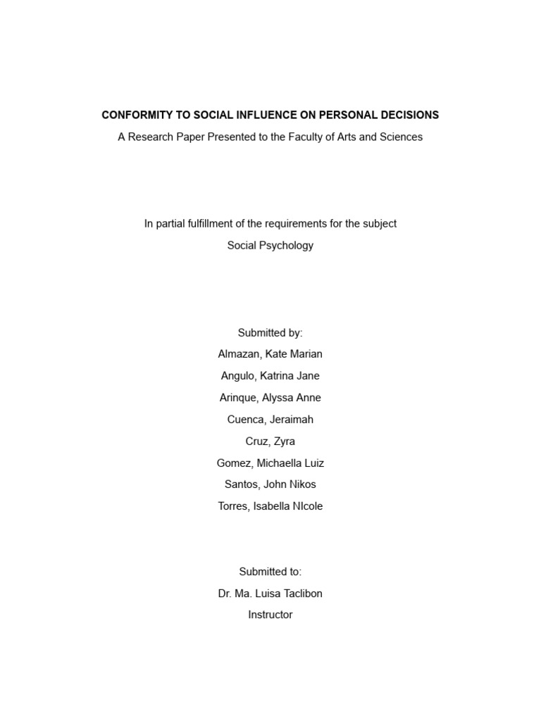 Group 1 - Asch Conformity Experiment | PDF | Conformity | Attitude ...