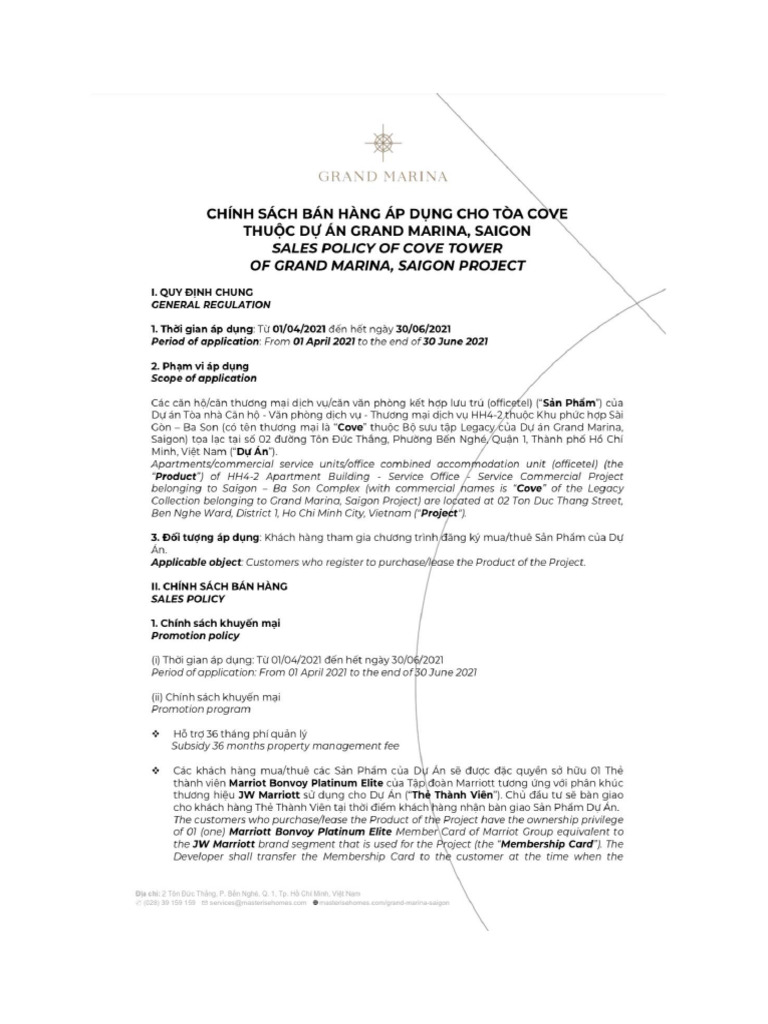 GMS - CSBH Tòa Cove | PDF