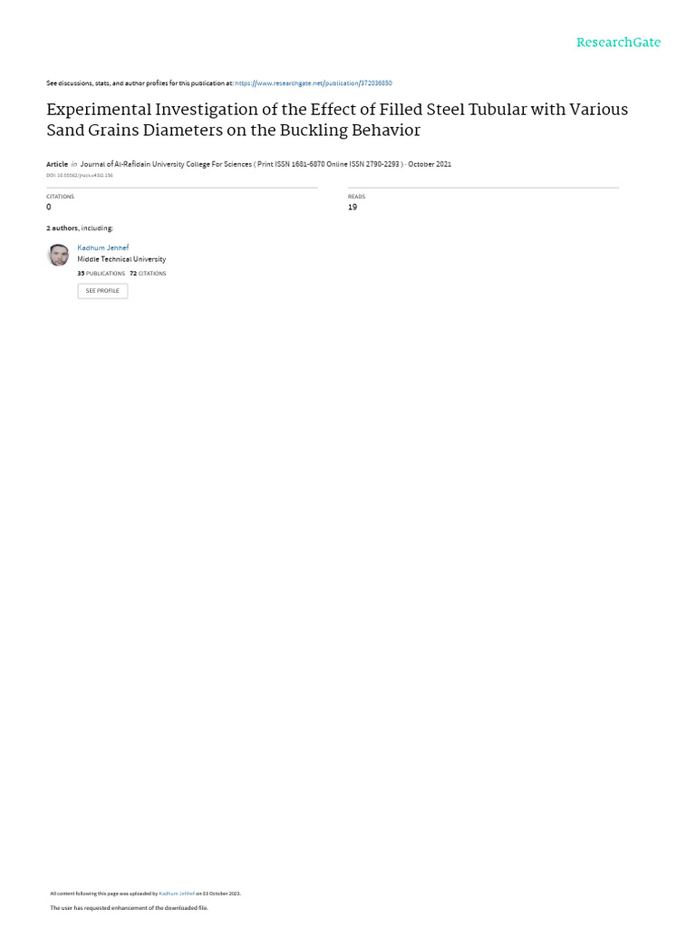 Sand-Filled Steel Tubular Buckling Study | PDF | Buckling | Strength Of ...