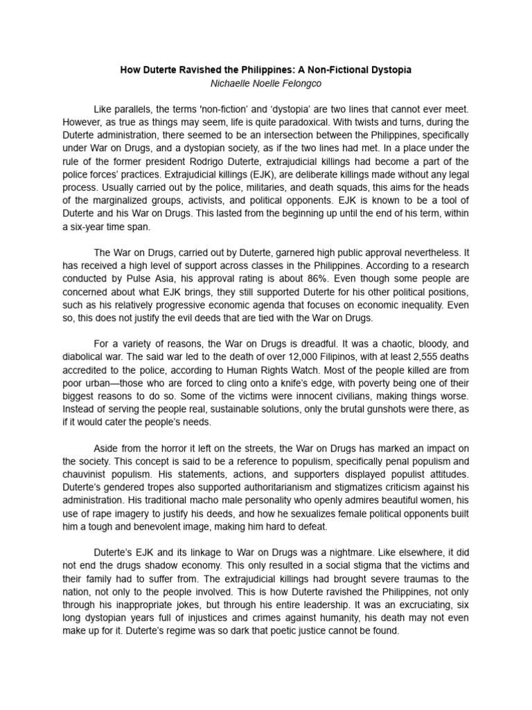 Nichaelle Position Paper Putang Ina Mo Duterte | PDF | Rodrigo Duterte ...