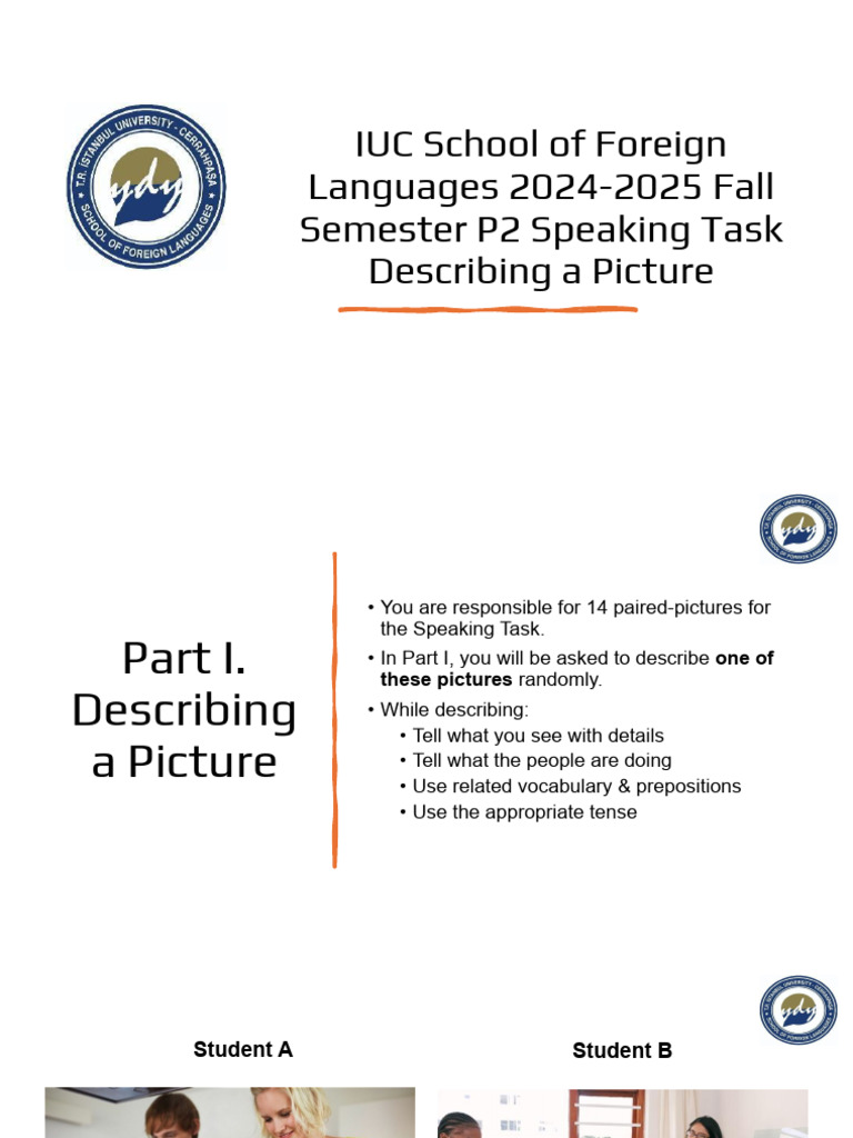 2024-2025 Fall Semester P2 Speaking Task - Picture Describing | PDF