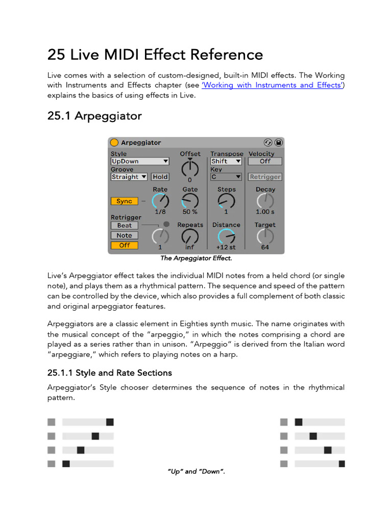 25 Live MIDI Effect Reference | PDF | Scale (Music) | Pitch (Music)