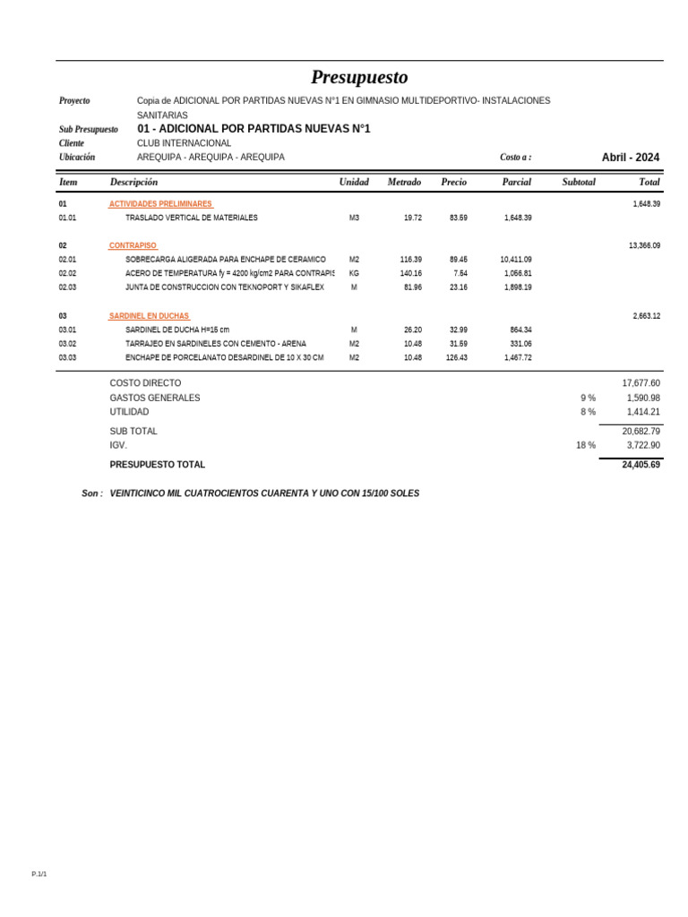 PRESUPUESTO N°3_IISS_ADIC. | PDF