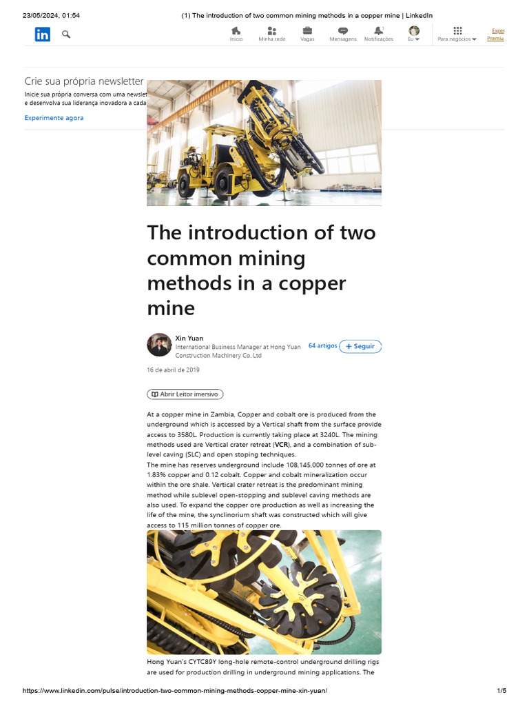 The Introduction of Two Common Mining Methods in A Copper Mine ...