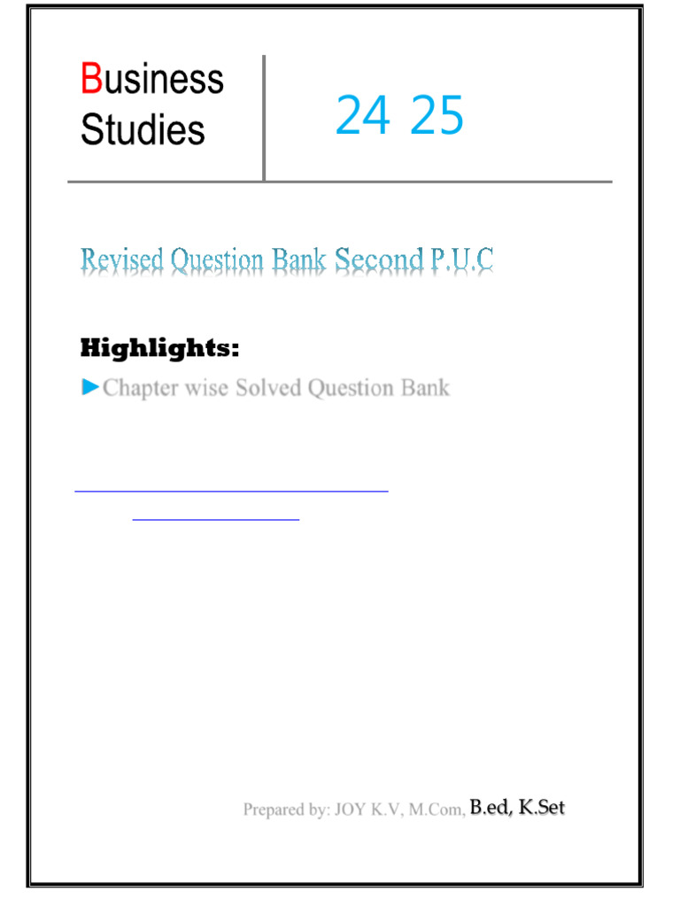 2nd PUC Management Question Bank 2024-25 | PDF | Policy | Employment