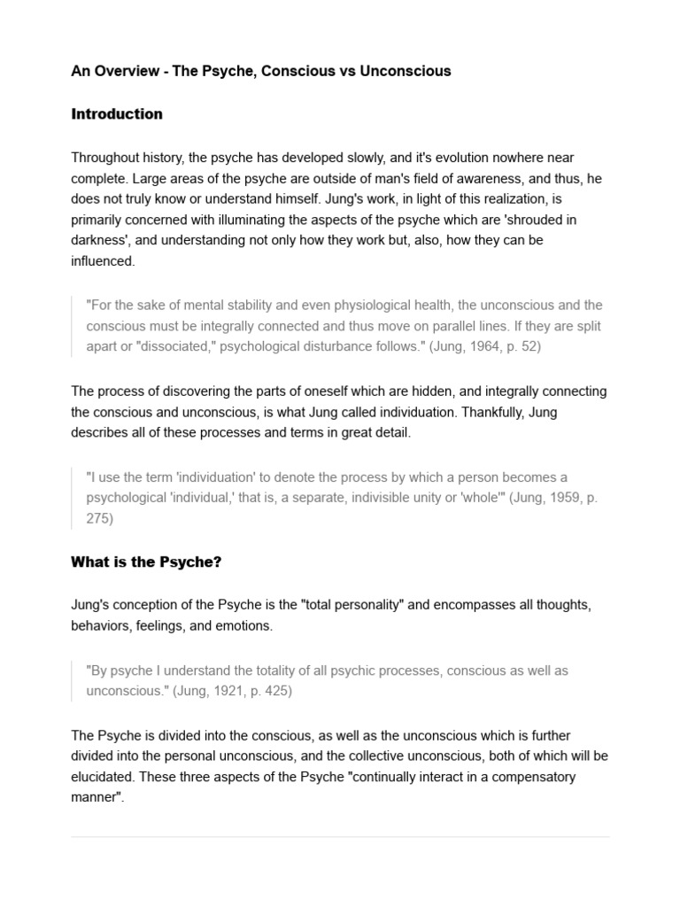 An Overview - The Psyche, Conscious Vs Unconscious | PDF | Unconscious ...