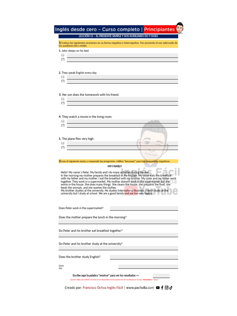 Presente Simple: Do y Does en Inglés | PDF