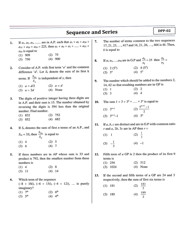 DPP 2 Seq. Series | PDF