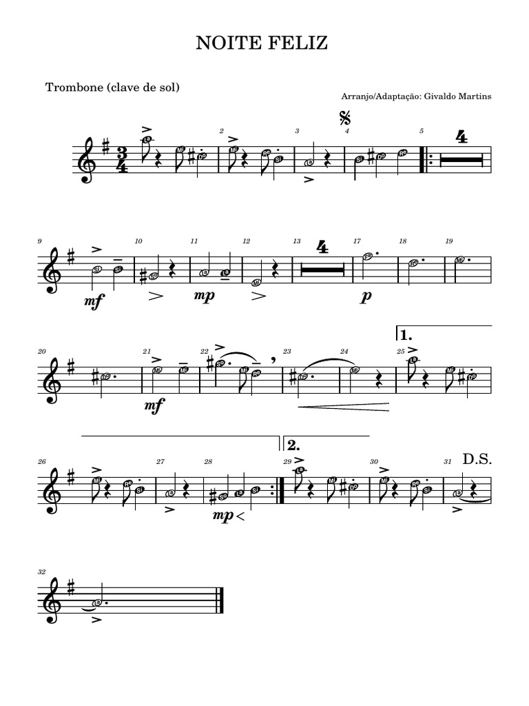 NOITE_FELIZ - SEXTETO-Trombone_(clave_de_sol)_1 | PDF