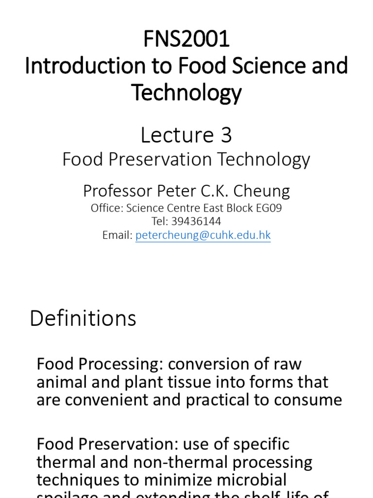Lecture 3_Food Preservation Technology_Prof Perter | PDF | Food ...