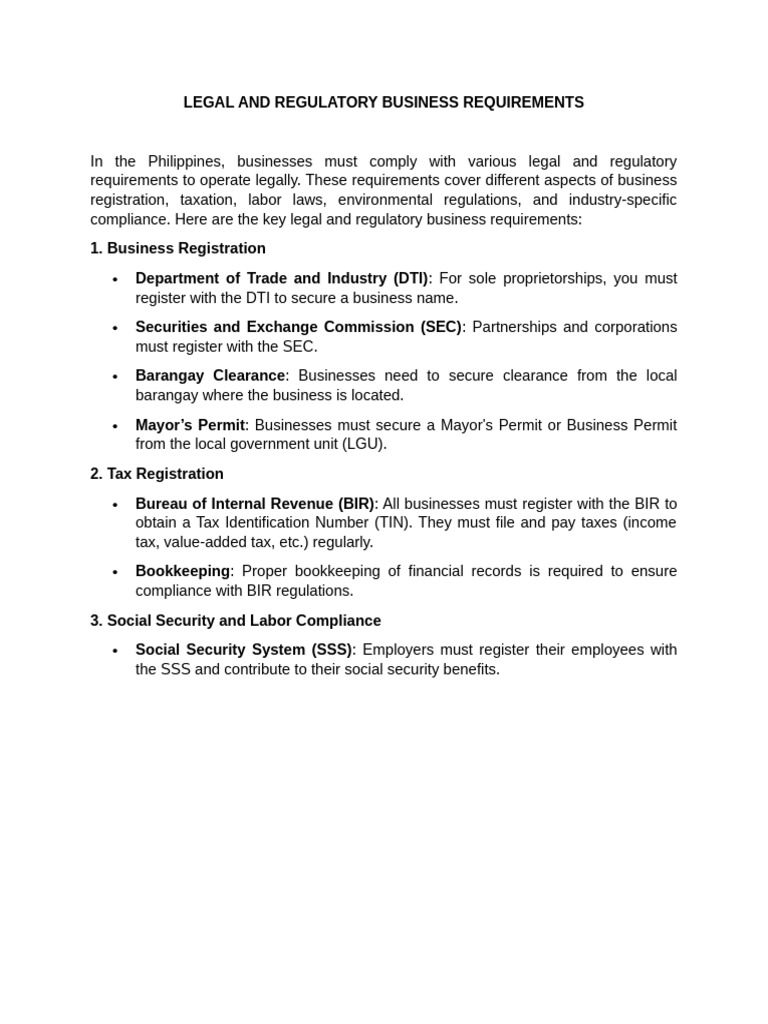Legal and Regulatory Business Requirements | PDF | Business | Employment