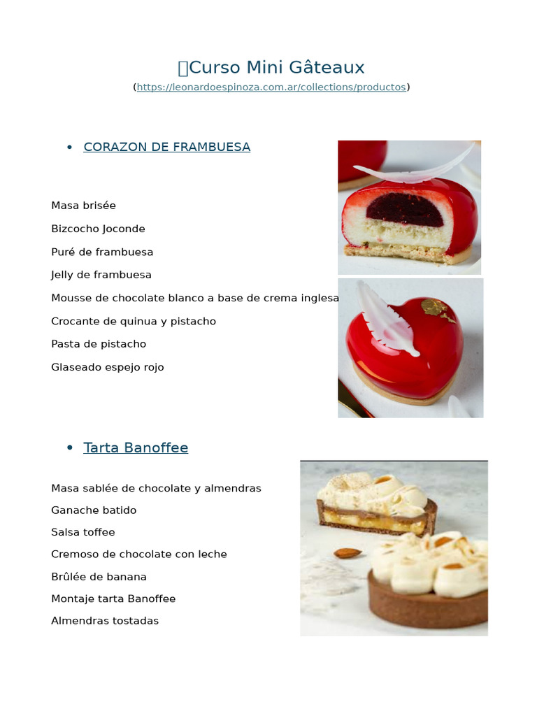 Curso MINI GATEAUX | PDF | Chocolate | Postres
