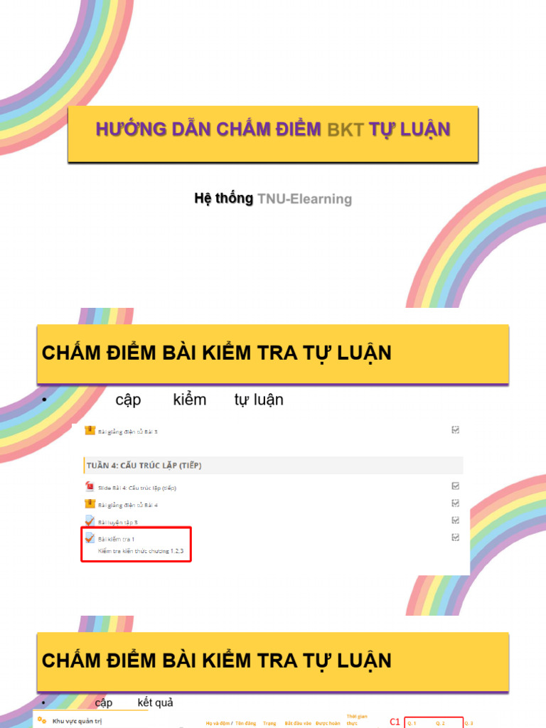 HD chấm điểm BKT tự luận TNU-eLearning-GV | PDF