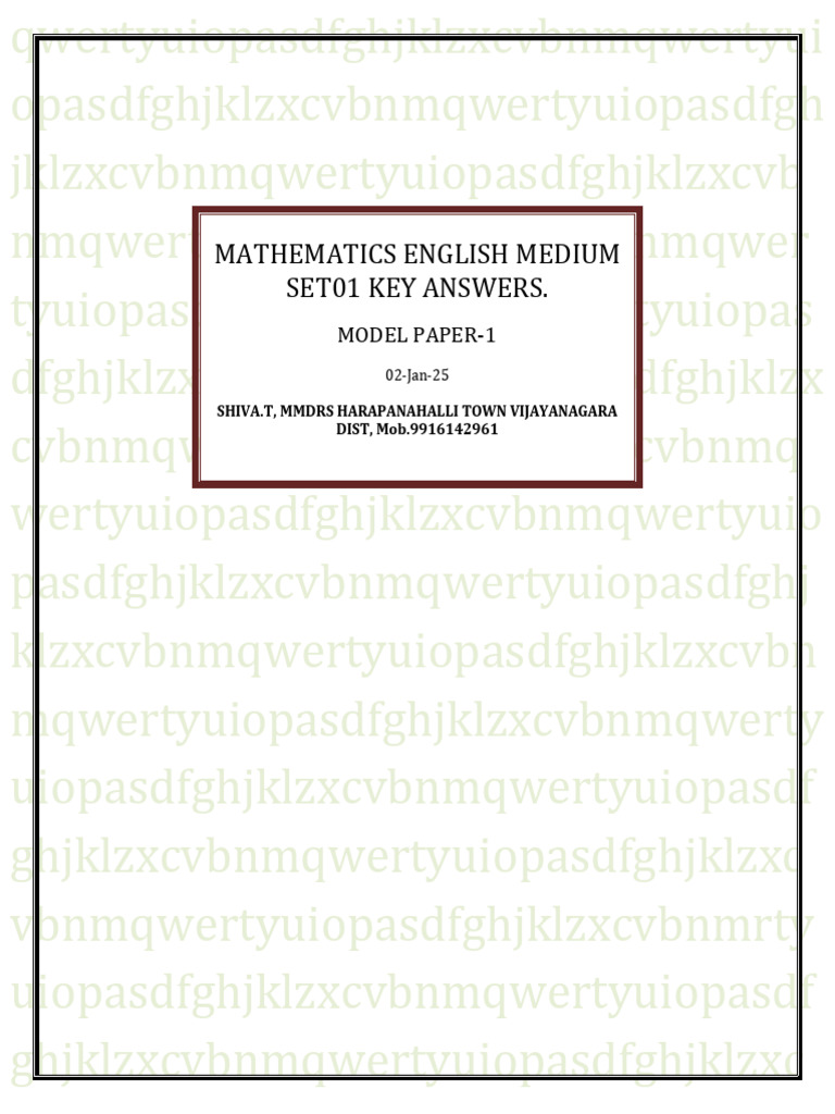 Maths Set 01 Key Answer | PDF | Factorization | Quadratic Equation