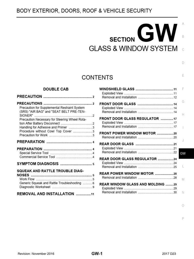 Vehicle Body and Window Service Guide | PDF | Airbag | Door