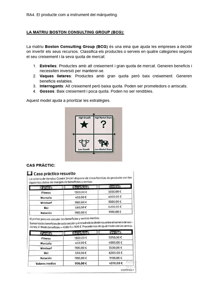 La Matriu BCG I Cicle de Vida Dun Producte | PDF