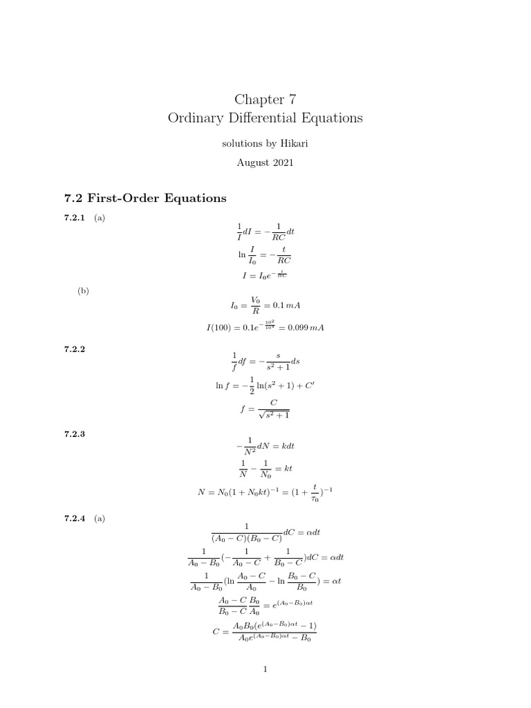 Mathematical Methods for Physicists Ch7 (1) | PDF | Differential Calculus | Equations
