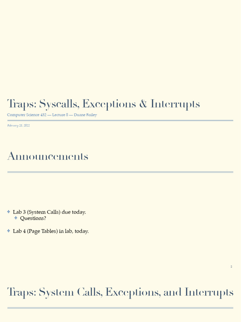 Lecture08 | PDF | Kernel (Operating System) | Operating System