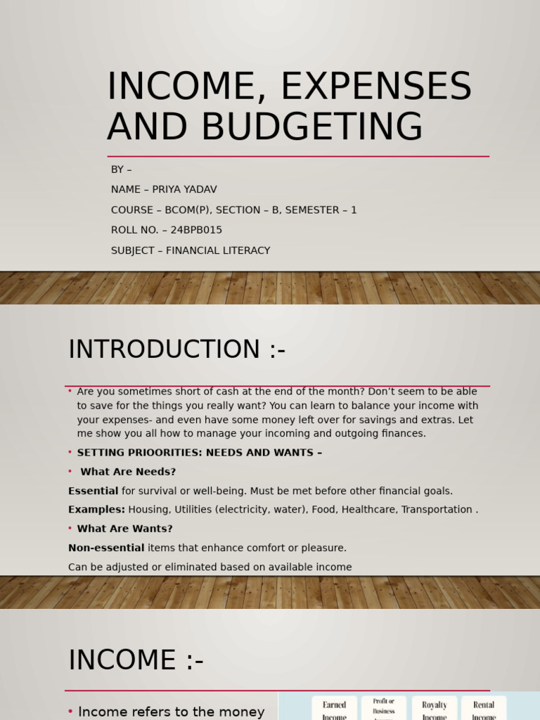 Income, Expenses, and Budgeting Guide | PDF | Expense | Income
