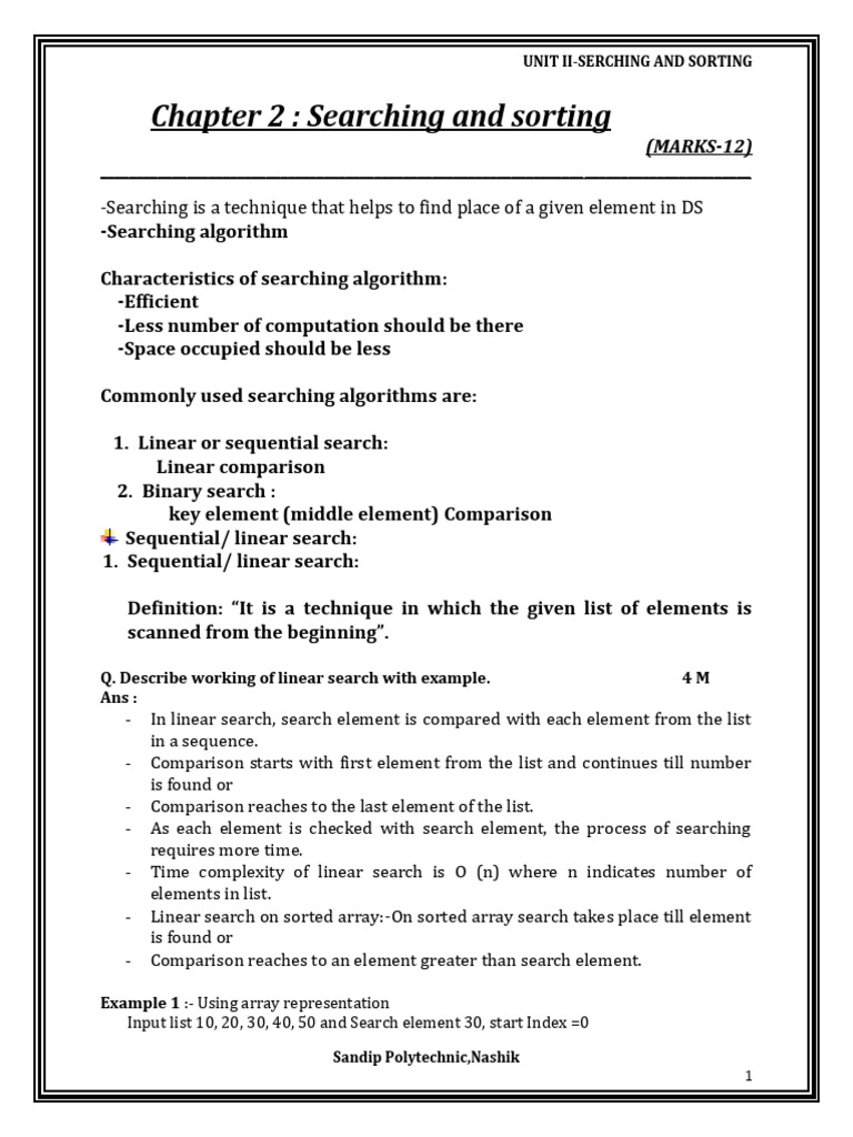 Unit 2 Serching and Sorting | PDF | Time Complexity | Algorithms