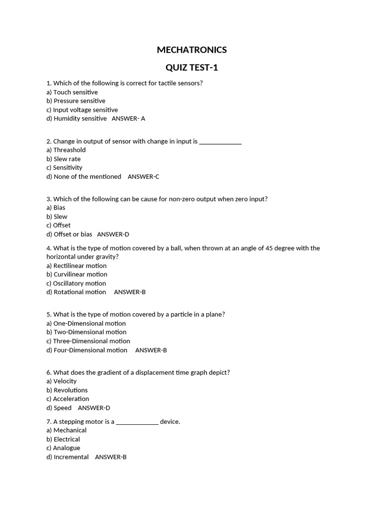 Questions On Mechatronics | PDF | Programmable Logic Controller | Electric Motor