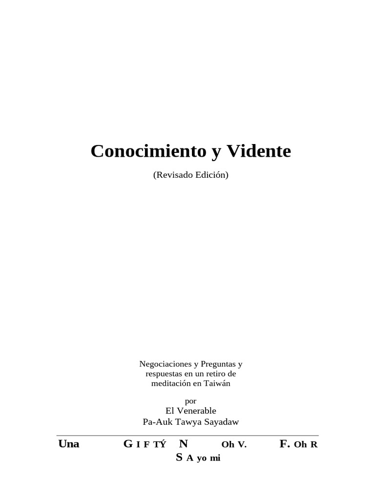 Pa Auk Tawya Sayadaw Knowing and Seeing en Español | PDF | Meditación Budista | Meditación